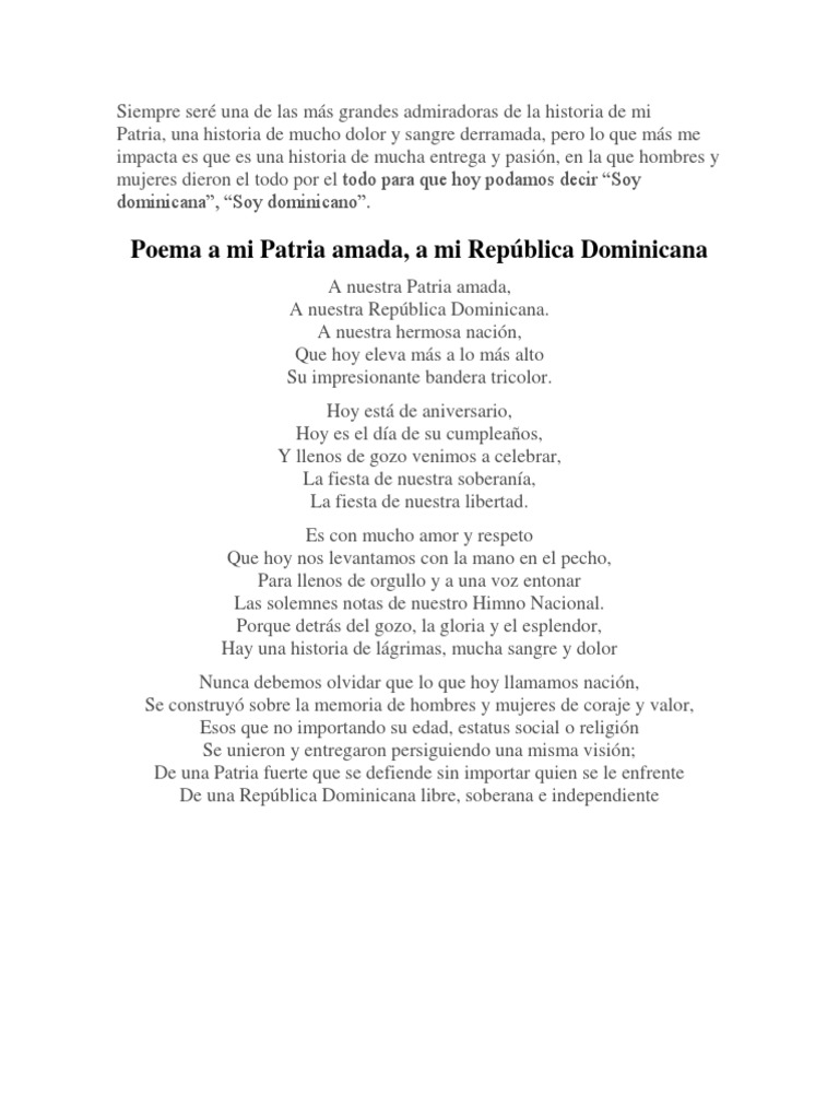 Poema a la Patria Dominicana | PDF | República Dominicana | Cumpleaños