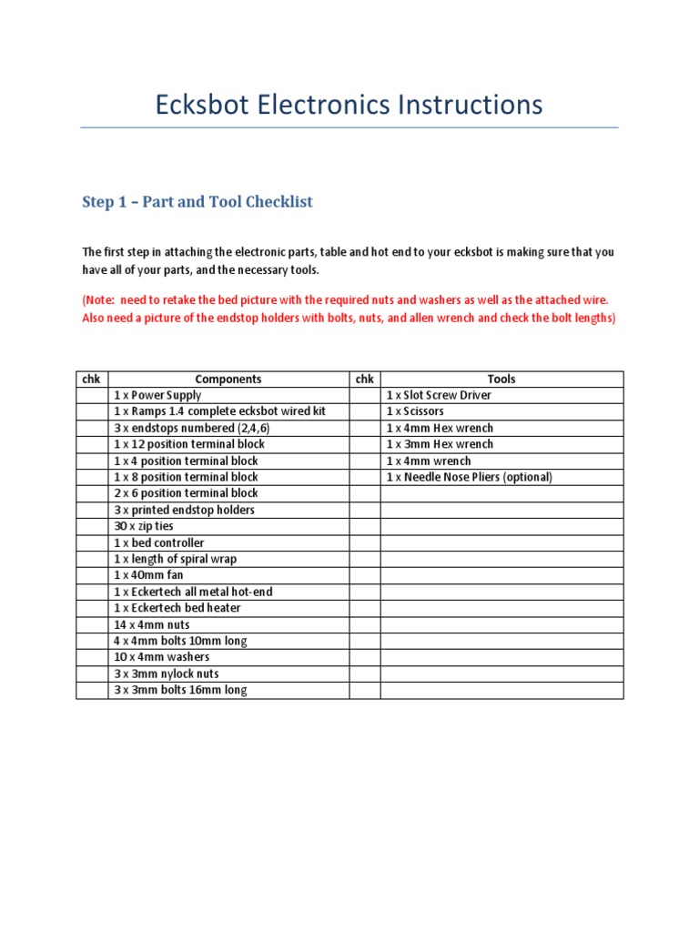 Ecksbot Electronics Instructions | PDF | Nut (Hardware) | Screw