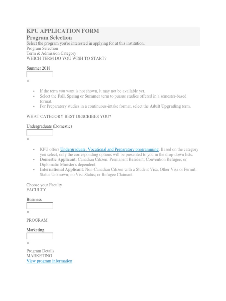 Kpu Application Form | PDF | University And College Admission | Students