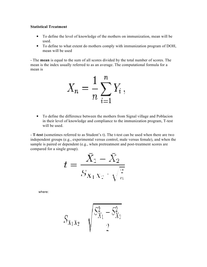 Statistical Treatment | PDF