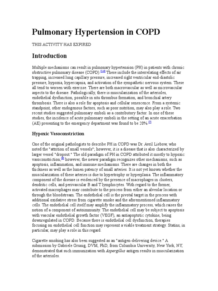 Pulmonary Hypertension in COPD: Hypoxic Vasoconstriction | PDF ...