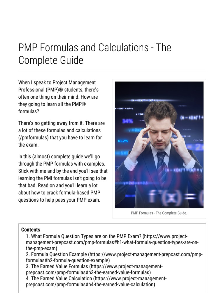 PMP Formulas and Calculations | Download Free PDF | Project Management ...