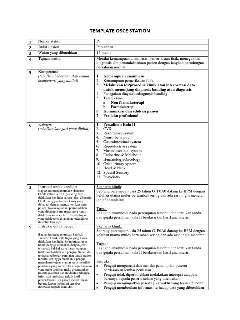 Template Osce Station Kelompok 4 | PDF | Pengembangan Diri | Kesehatan ...