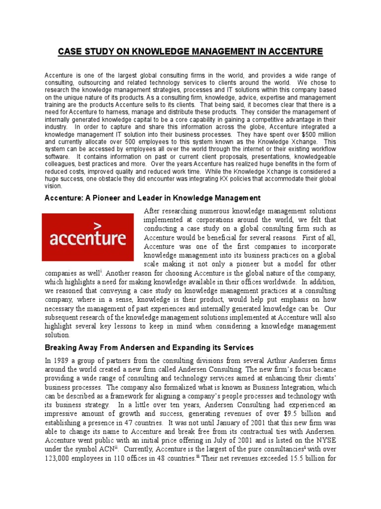 Case Study On Knowledge Management in Accenture | PDF | Accenture ... Case Study On Knowledge Management in Accenture | PDF | Accenture ...