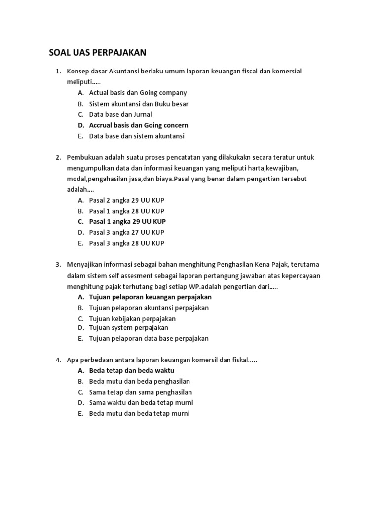 Soal Uas Perpajakan | PDF