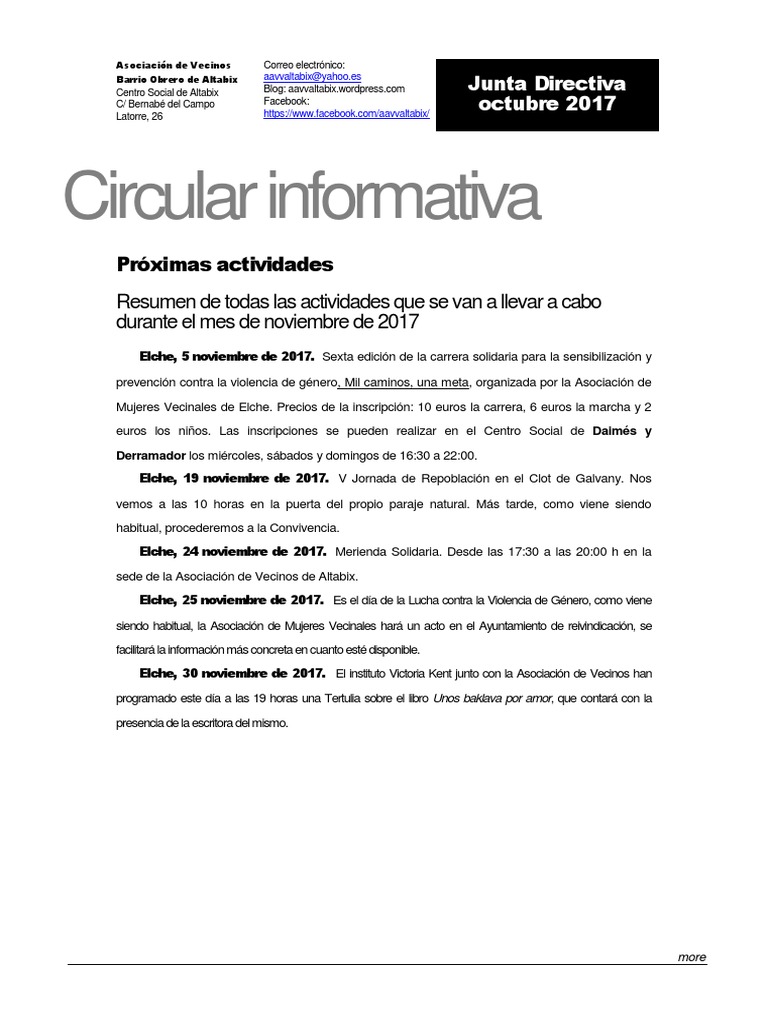 Circular Informativa Octubre | PDF