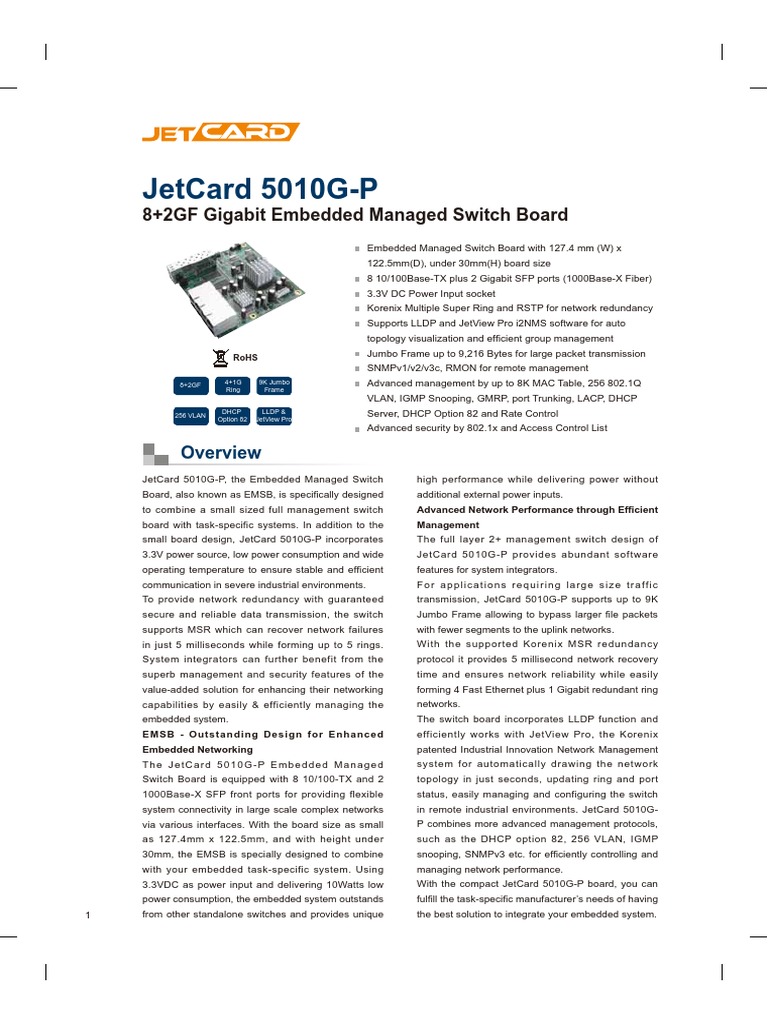 JetCard 5010G P | PDF | Network Switch | Computer Network