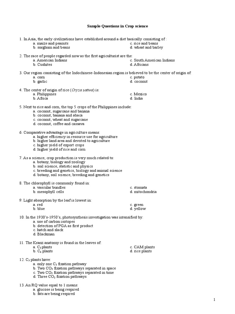 Crop Science, Same As UPLB Reviewer | PDF | Photosynthesis | Agriculture