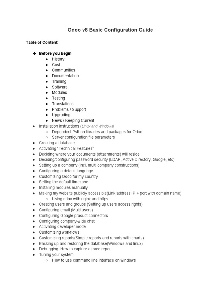 O Do Ov 8 Basic Configuration Guide | PDF | Internet Forum | Databases