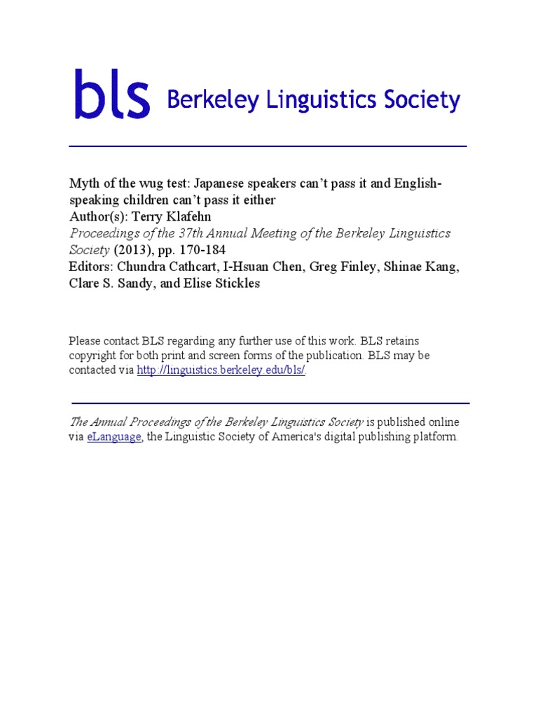 Myth of Wug Test | PDF | Japanese Language | Lexicon