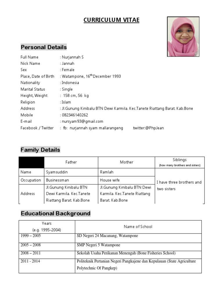 Curriculum Vitae: (How Many Brothers and Sisters) | PDF | Business | Labour