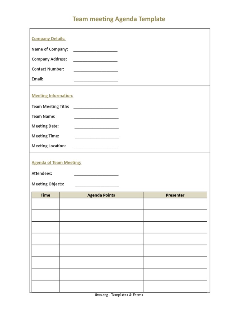 Team Meeting Agenda Template | PDF