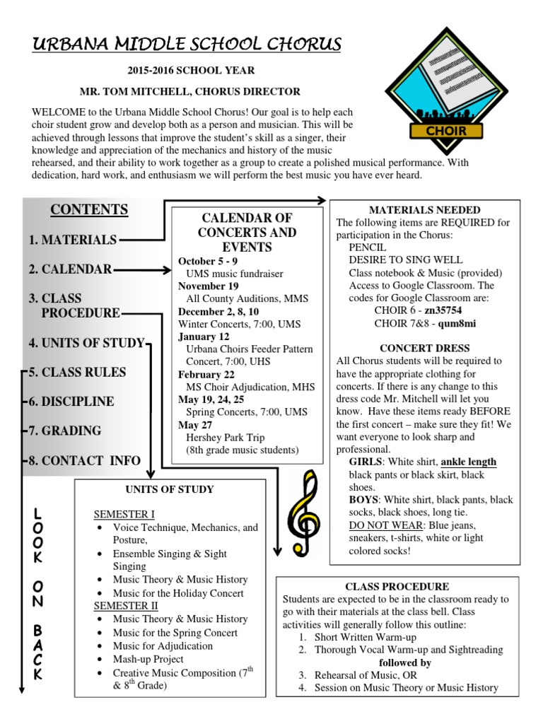 Syllabus 2015 Ums Chorus | PDF | Choir | Homework