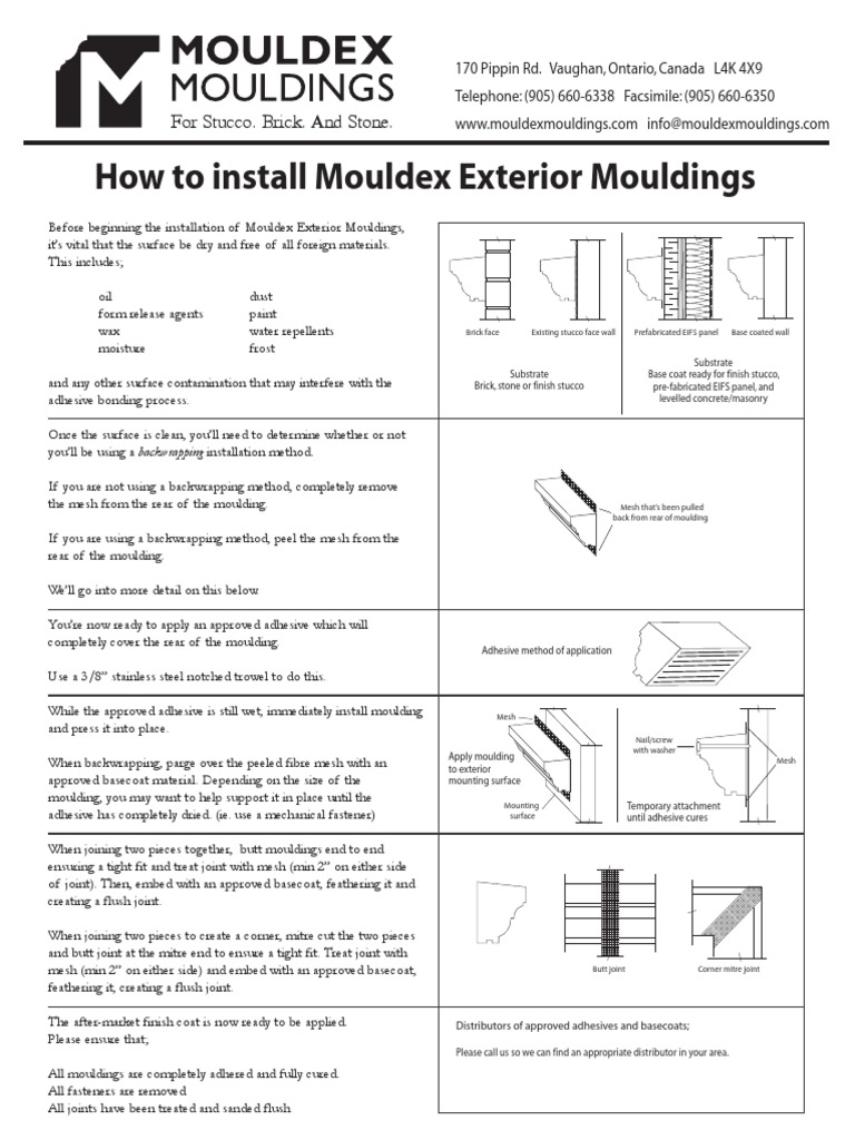 Mouldex Exterior Mouldings Install Guide | PDF | Adhesive | Building