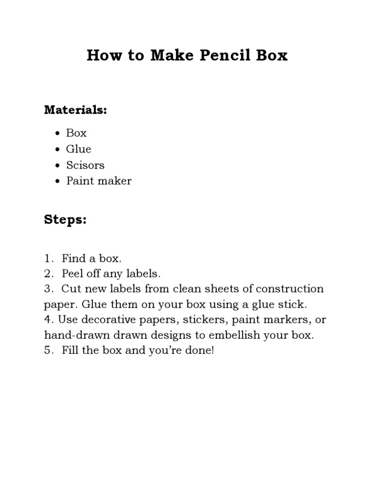How To Make Pencil Box | PDF