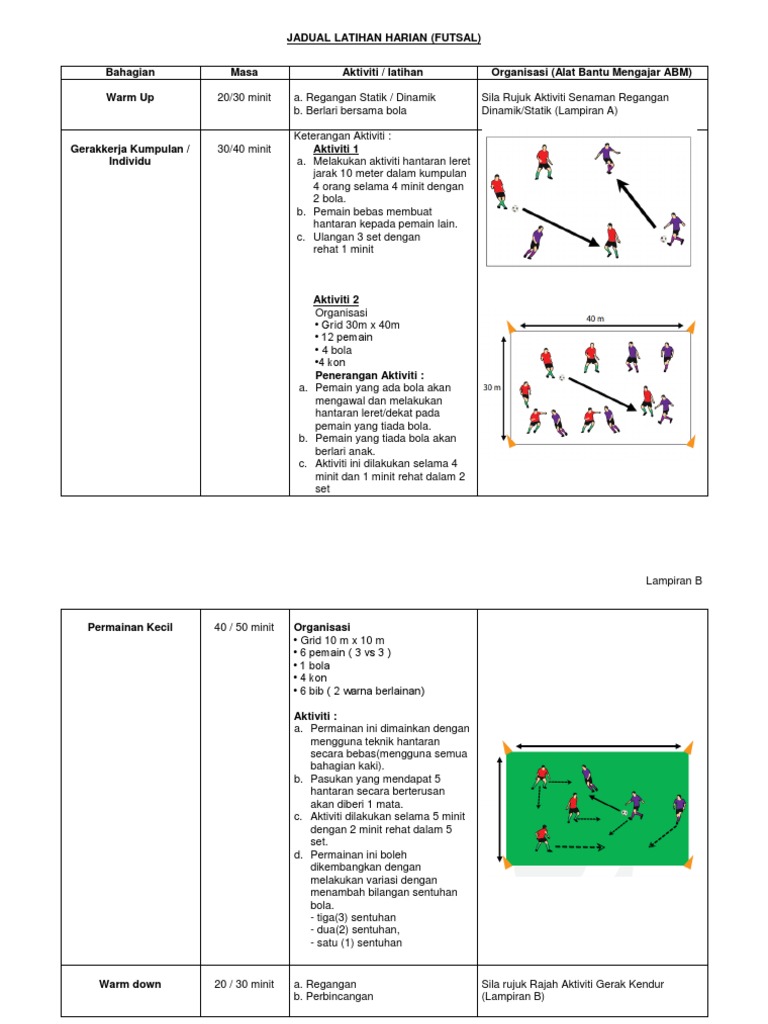 Jadual Latihan Harian (Futsal) | PDF