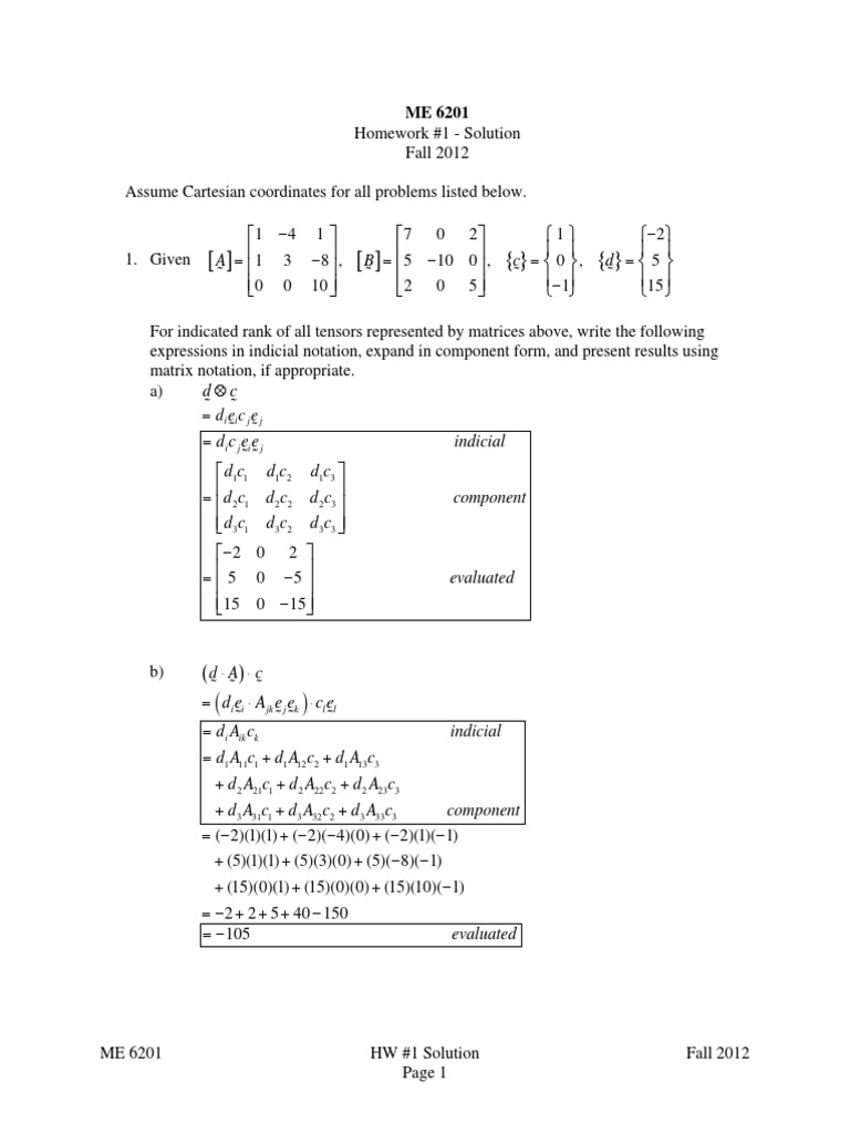 ME6201 2012fall HW1 Solution PDF | PDF | Eigenvalues And Eigenvectors | Mathematical Objects