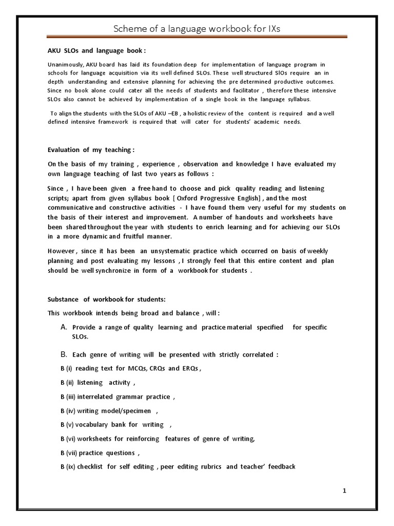 A Comprehensive Language Workbook for Ninth Grade Students Aligned with ...