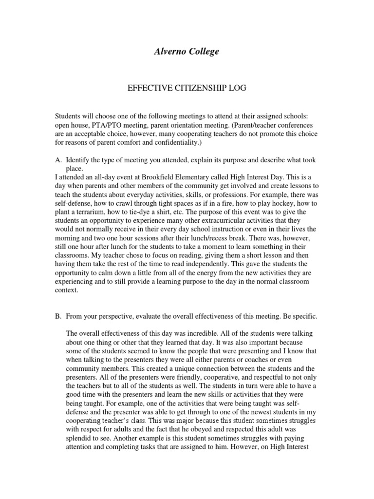 Effective Citizen Log | Download Free PDF | Classroom | Teachers