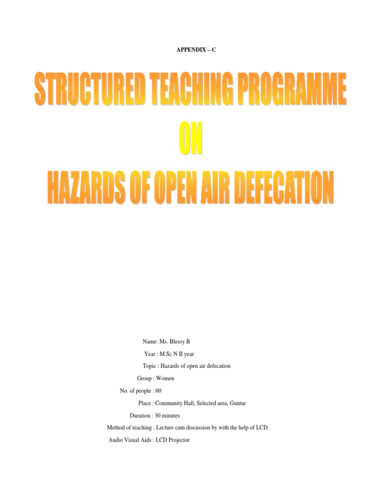 Structured Teaching Programme | PDF | Toilet | Public Health