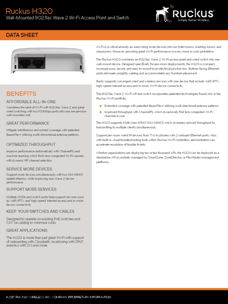 Ds Ruckus h320 | Wi Fi | Ieee 802.11