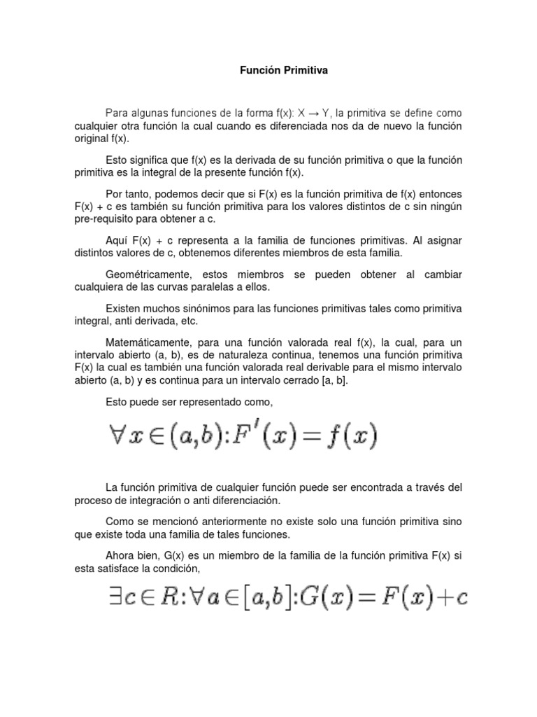 Función Primitiva | PDF | Integral | Derivado