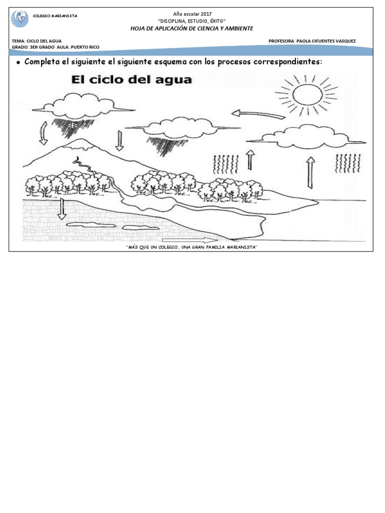Hoja De Trabajo Sobre El Ciclo Del Agua En Formato Pdf Mamáestra