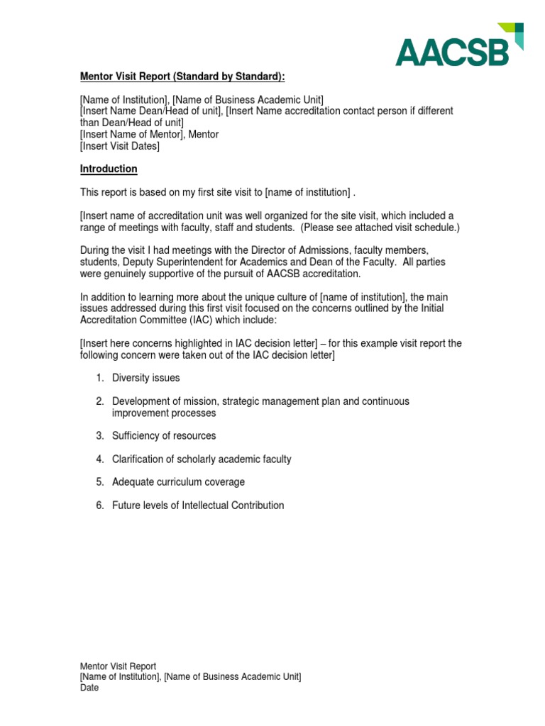 Sample Visit Report | PDF | Academic Degree | Curriculum