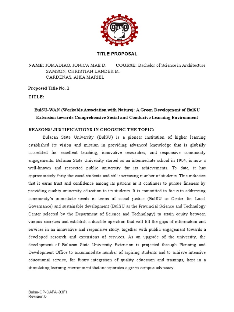 Bulsu-OP-CAFA - 03F1 Revision:0 | PDF | Green Building | Sustainability