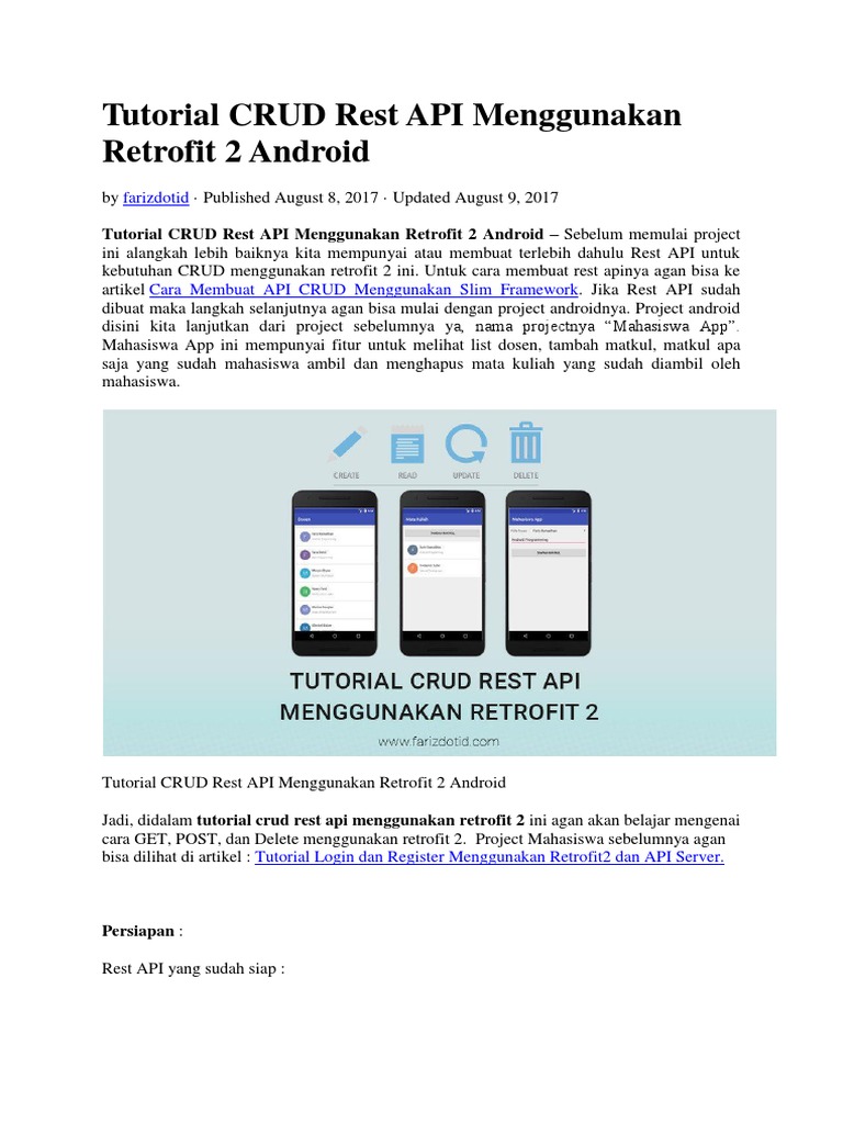 Tutorial CRUD Rest API Menggunakan Retrofit 2 Android | PDF