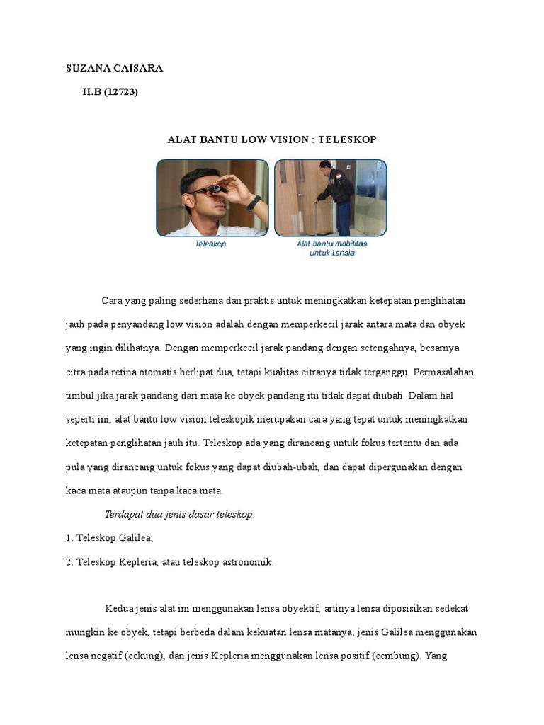 Alat Bantu Low Vision (Teleskop) | PDF