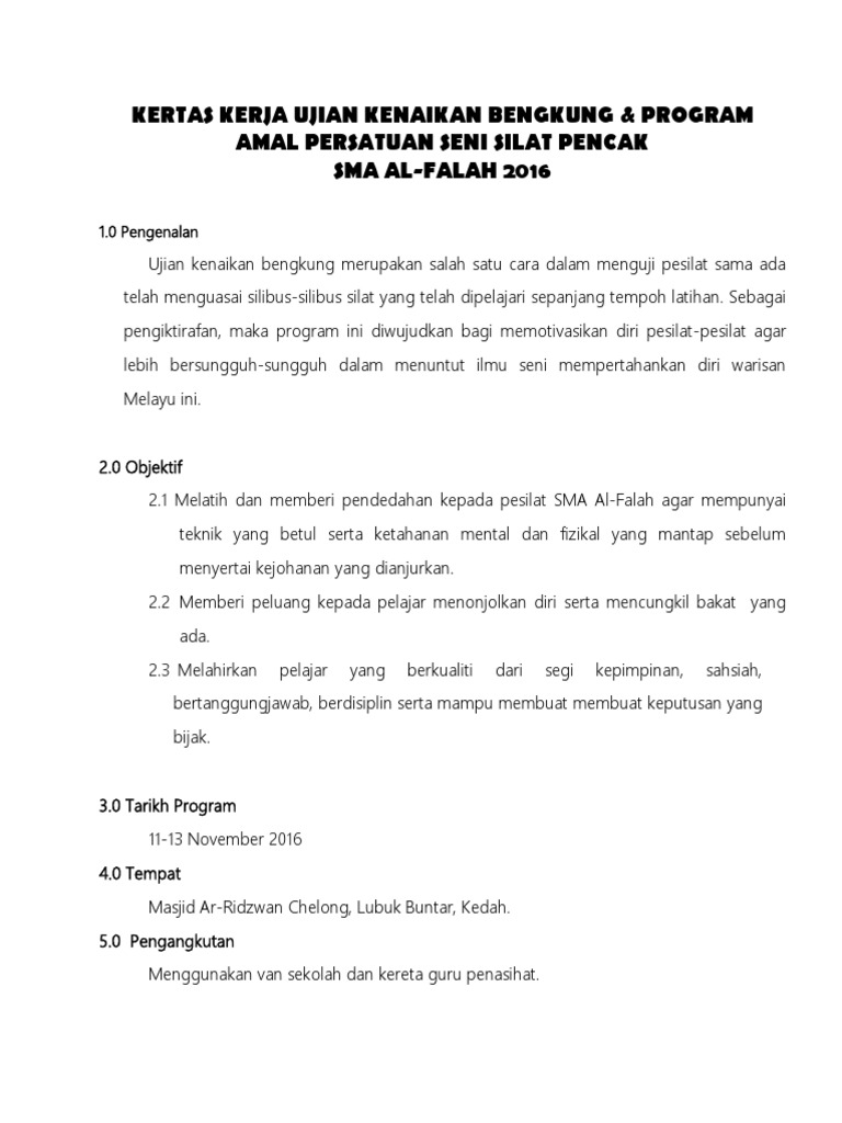 Kertas Kerja Latihan Berpusat Silat Olahraga.1 | PDF | Karier ...