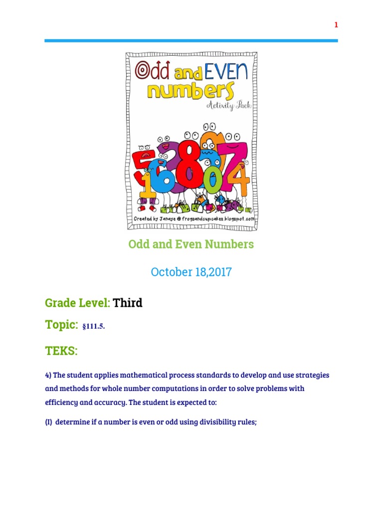 Understanding Odd and Even Numbers | PDF | Critical Thinking ...