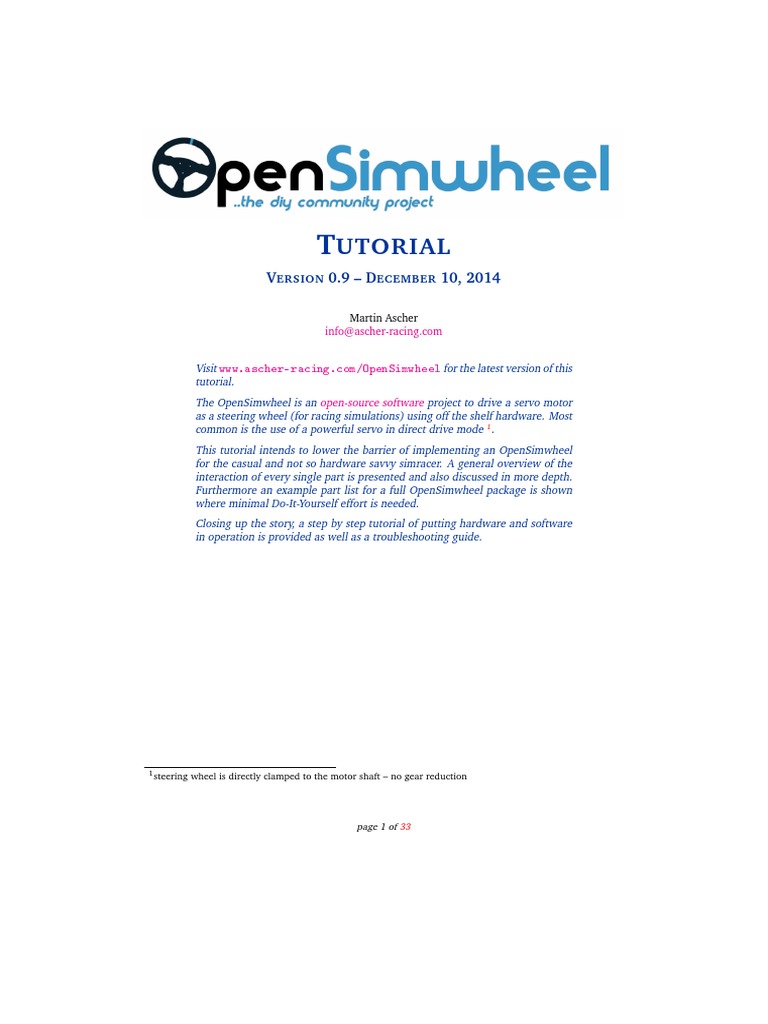 OpenSimwheel Tutorial | PDF | Usb | Servomechanism