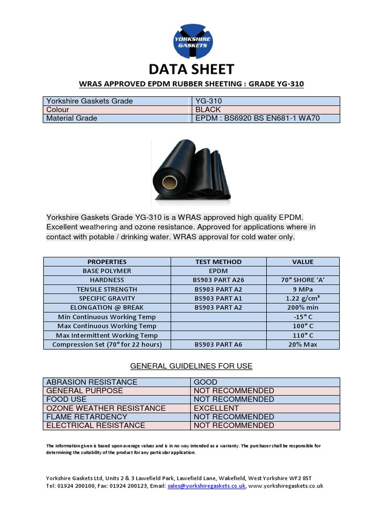Epdm Rubber - Grade Yg-310 | Download Free PDF | Natural Rubber ...