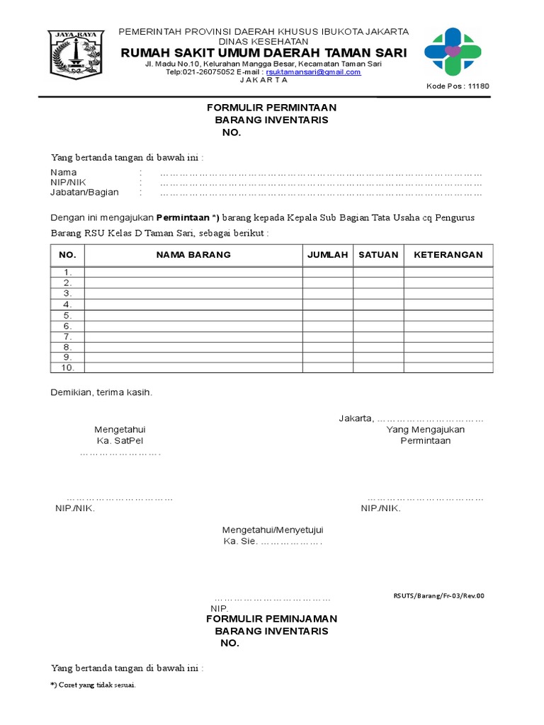 Fr03-06.Format Permintaan Barang Invent. | PDF