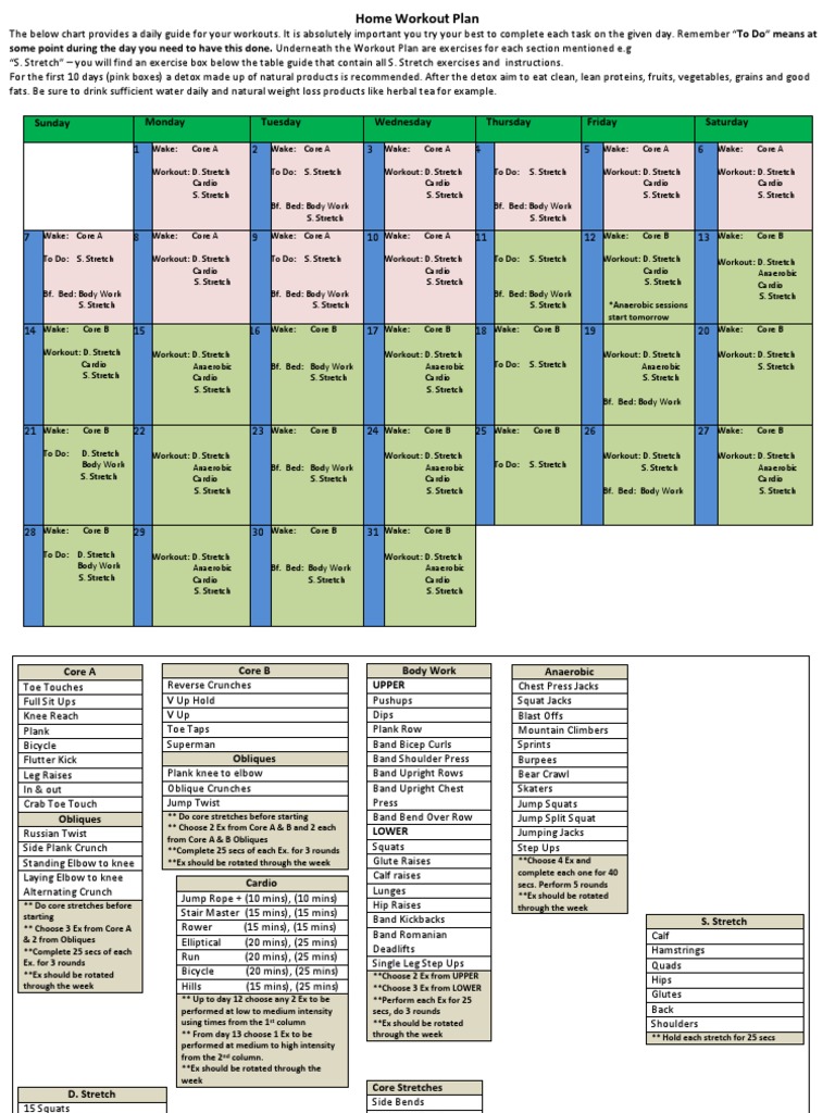 Home Workout Plan: 30-Day Guide | PDF | Aerobic Exercise | Physical ...