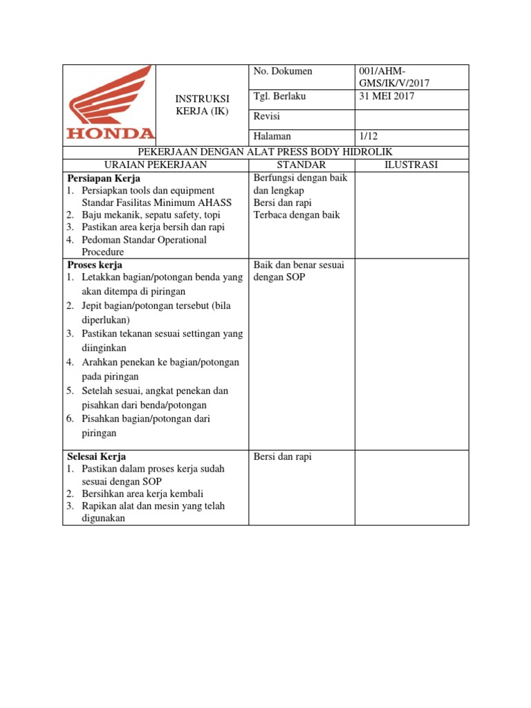 Instruksi Kerja | PDF