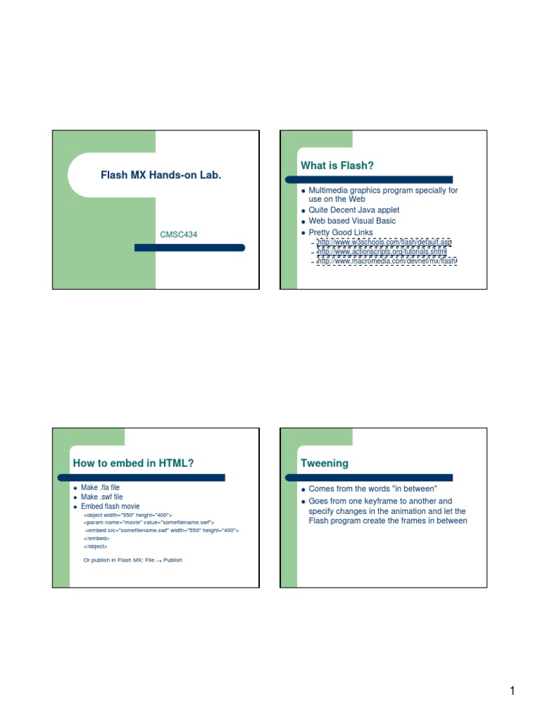 What Is Flash?: Flash MX Hands-On Lab | PDF | Adobe Flash | Portable ...