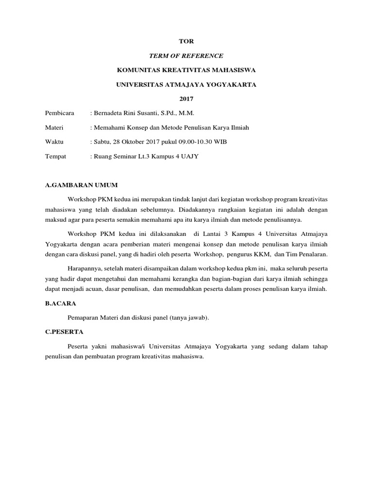 Contoh Pembuatan TOR | PDF