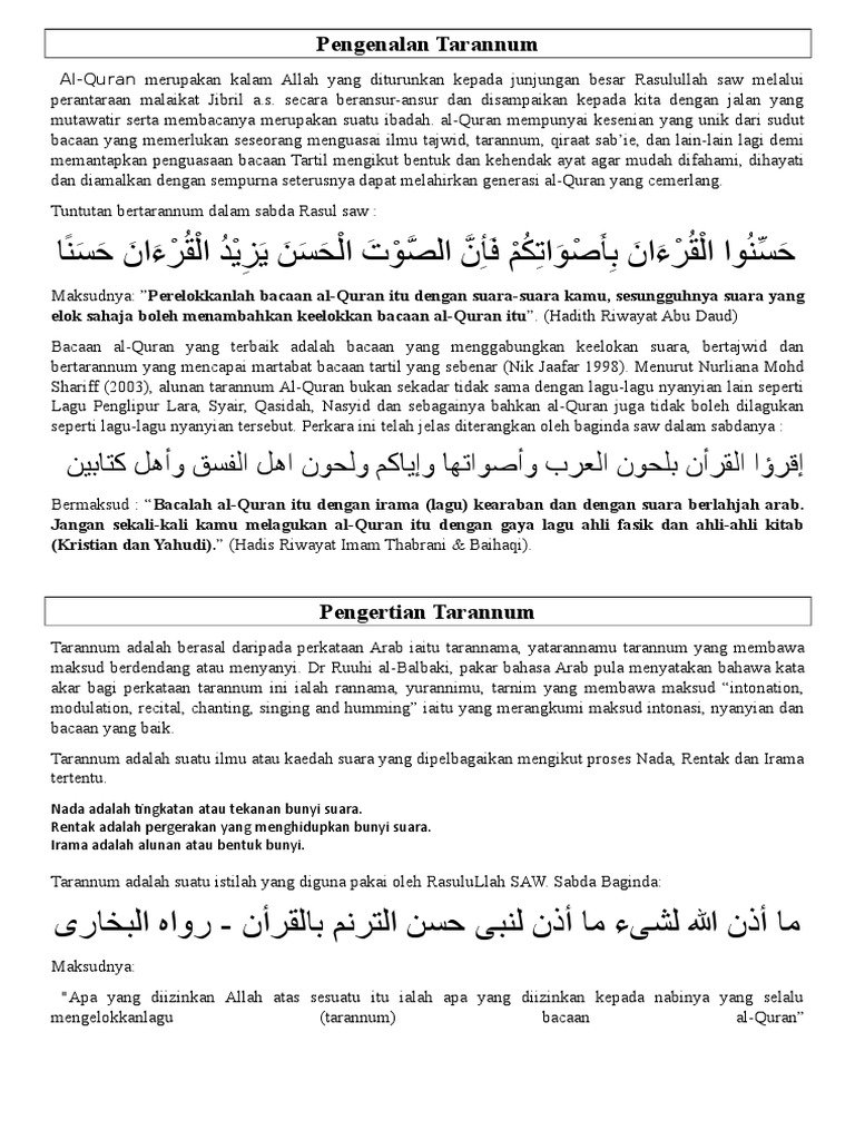 Mempelajari Tarannum Al-Quran | PDF