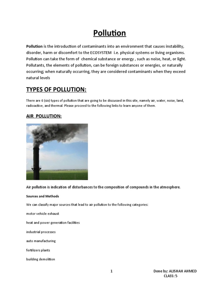 Types of Pollution | PDF | Pollution | Water Pollution