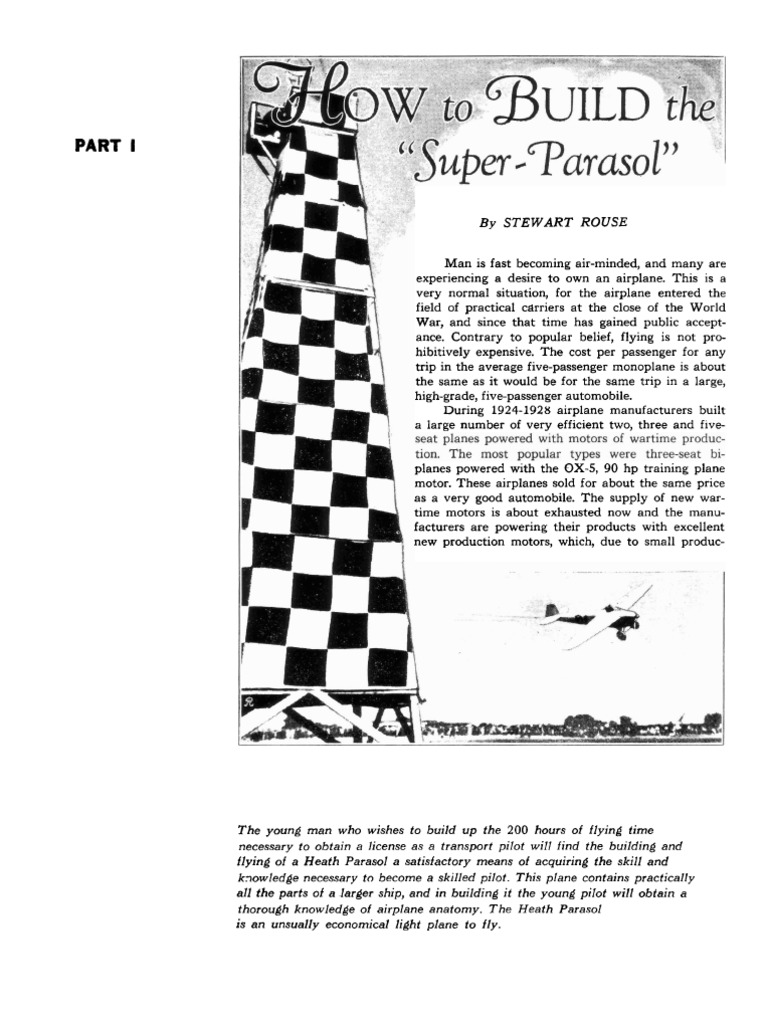 7 How To Build The Super-Parasol Part I | PDF | Monoplane | Airplane