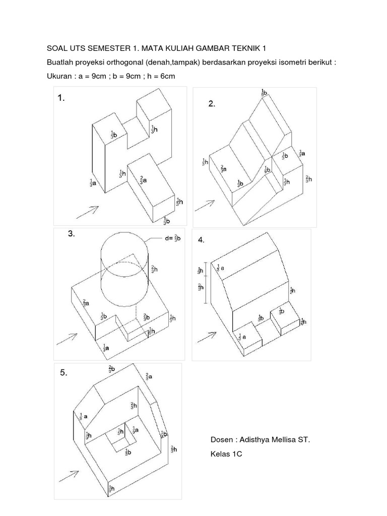 Soal Uts Gambar Teknik 1 | PDF