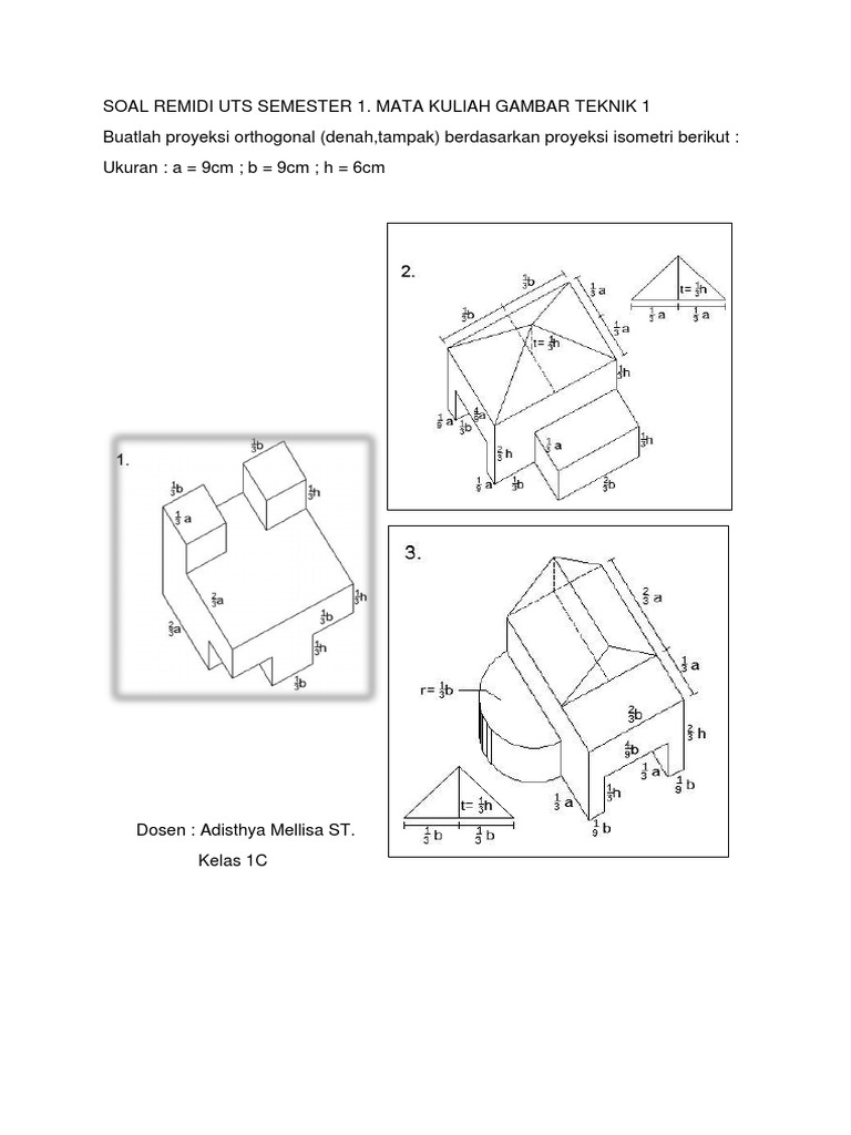 Soal Remidi Uts Gambar Teknik 1 | PDF