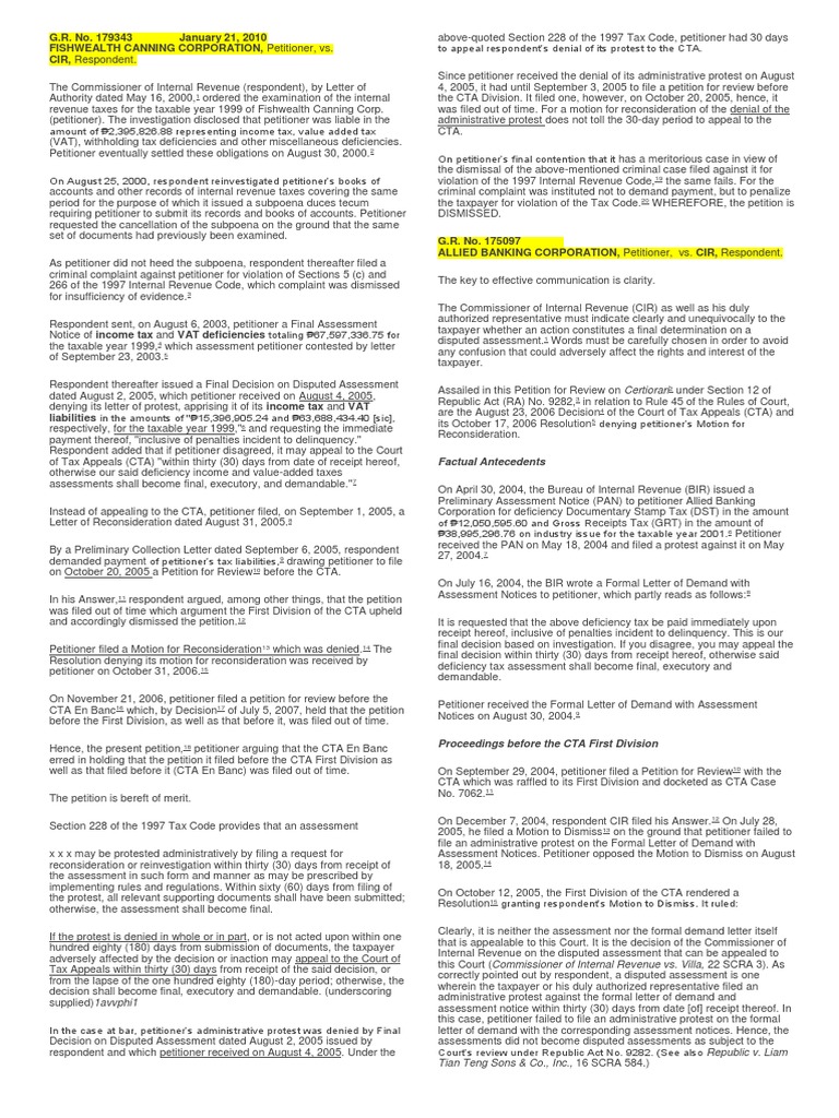 Appeal To The CTA en Banc or SC | PDF | Internal Revenue Service | Taxpayer