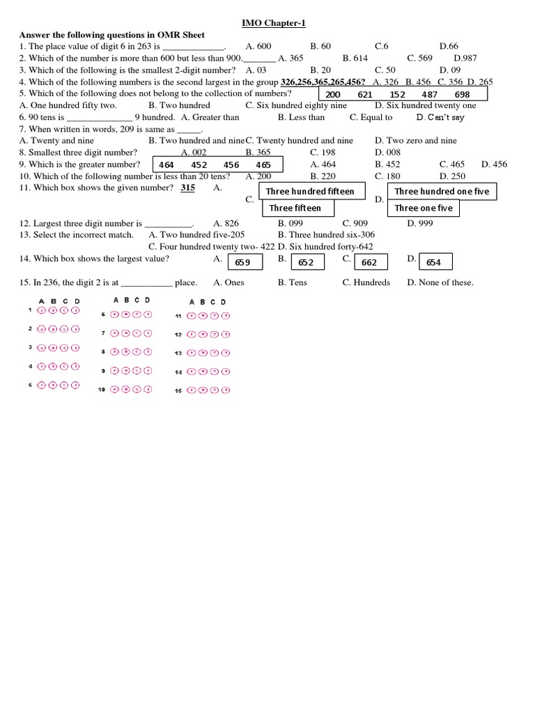 IMO Chapter-1 Answer The Following Questions in OMR Sheet | PDF
