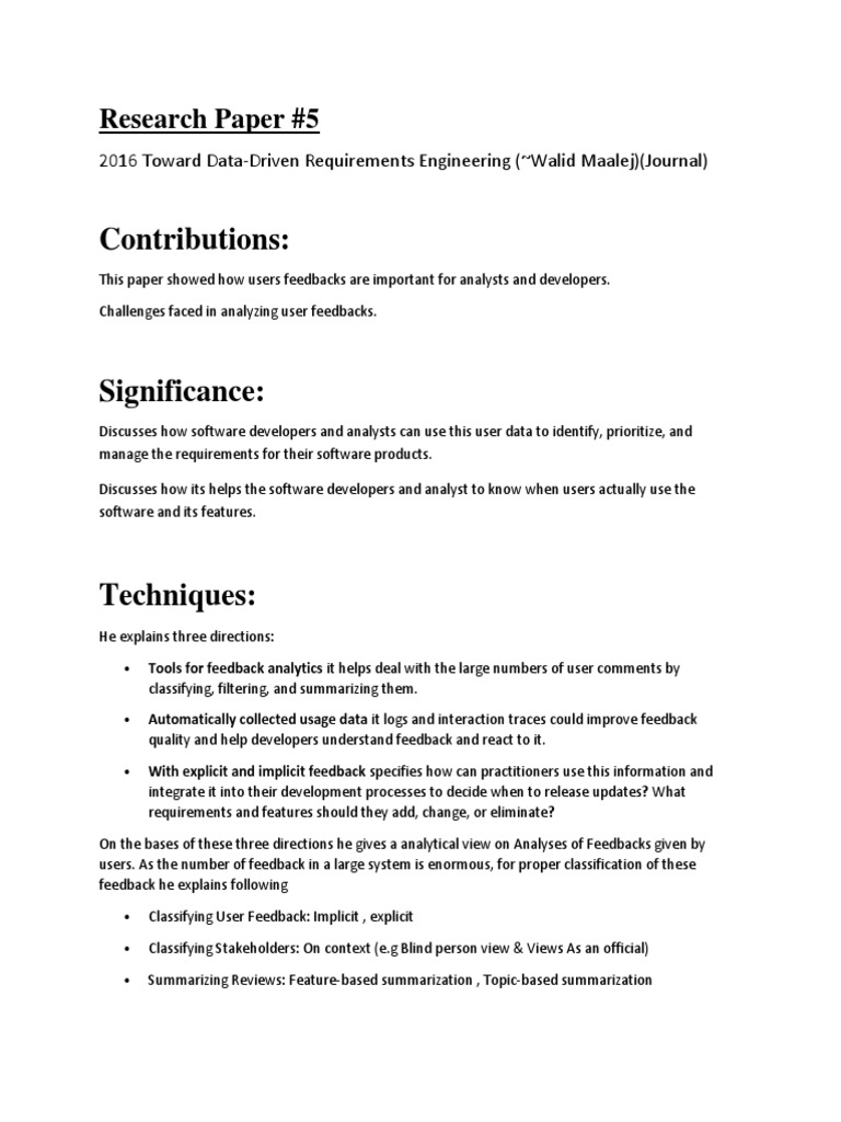 Contributions:: Research Paper #5 | PDF | Intelligence Analysis | Feedback