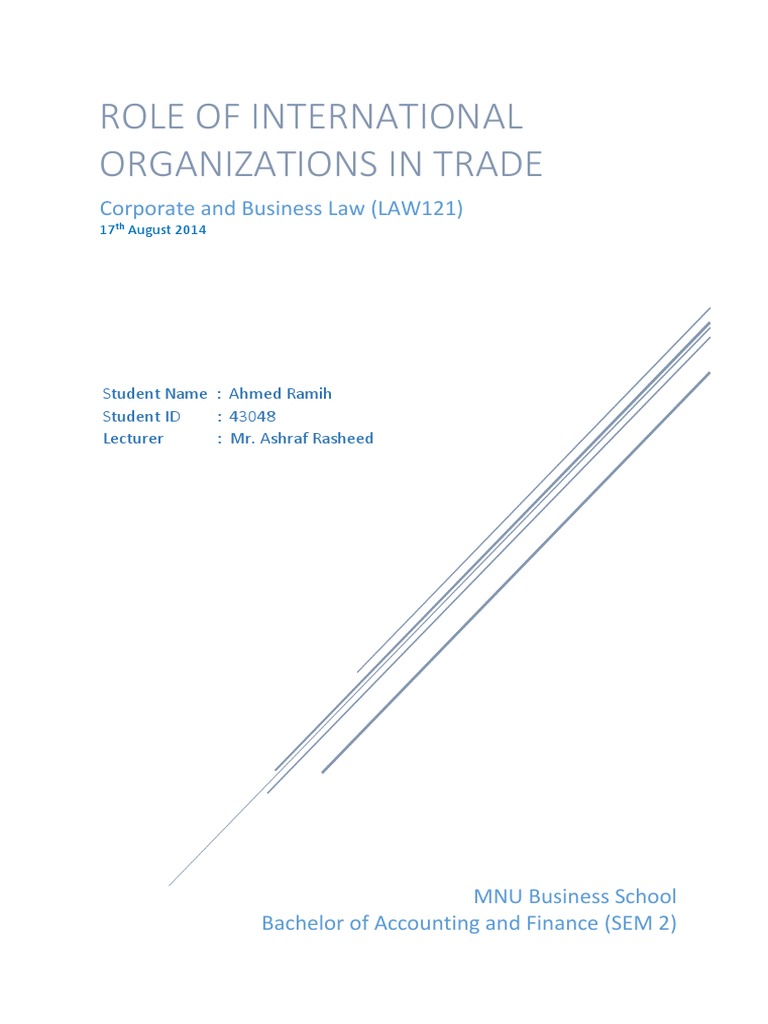 Role of International Organizations in Trade: Corporate and Business ...