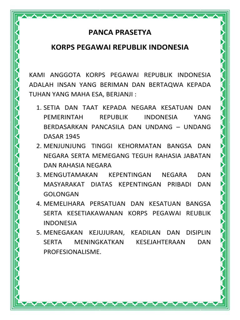 Panca Prasetya Korps Pegawai RI | PDF | Ilmu Sosial | Hukum